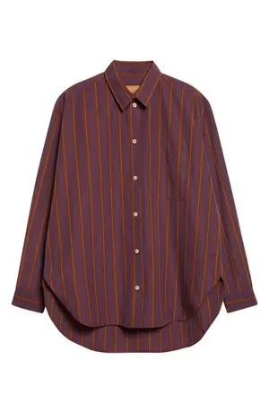 JAMIE HALLER The Essential Striped Long Sleeve Cotton & Silk Shirt