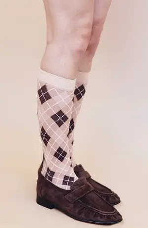 PETIT MOMENTS Constance Argyle Print Dress Socks