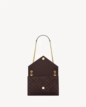 Saint Laurent Envelope Medium In Suede In Brown