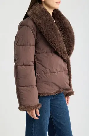 UGG Wylda Faux Fur Trim Puffer Jacket