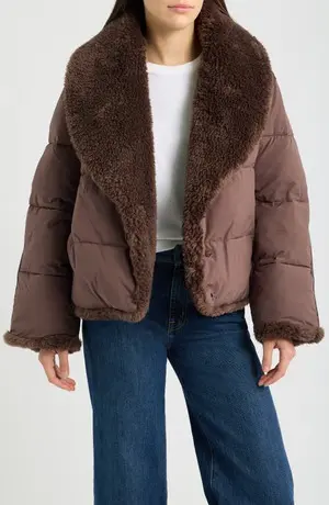 UGG Wylda Faux Fur Trim Puffer Jacket