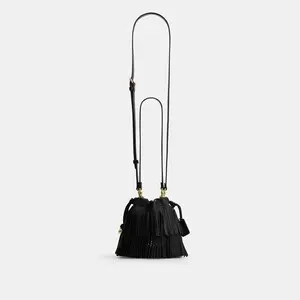 COACH OUTLET Faye Mini Drawstring Bag With Fringe - Gold/black