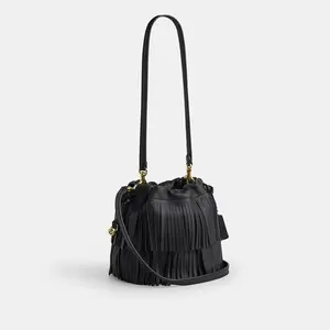 COACH OUTLET Faye Mini Drawstring Bag With Fringe - Gold/black