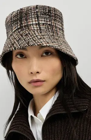 Brunello Cucinelli Water-resistant Checked Alpaca And Wool Bucket Hat With Dazzling Degradé Embroidery