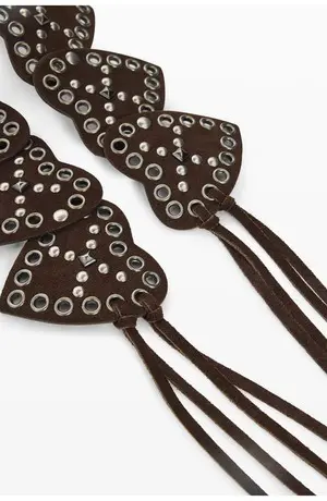 Desigual Studded Heart Leather Belt