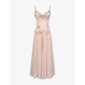 House Of Cb Saloma Bead-embellished Corset Maxi Dress - Blush