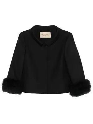 Valentino Garavani Crop Jacket In Wool And Silk Wit