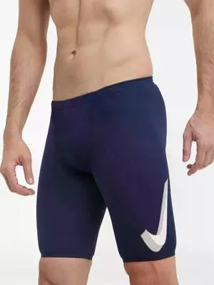 Nike Swoosh Logo-print Swim Shorts - Blue