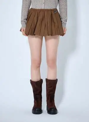 Miu Miu Pleated Gingham Check Mini Skirt