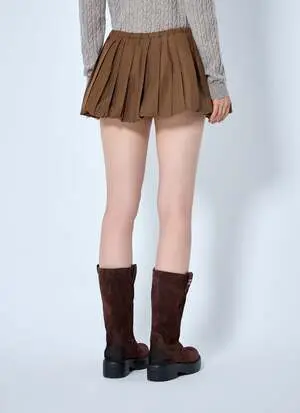 Miu Miu Pleated Gingham Check Mini Skirt