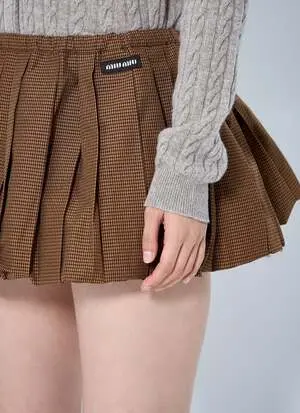 Miu Miu Pleated Gingham Check Mini Skirt