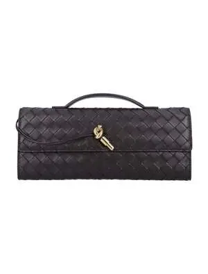 Bottega Veneta Mini Andiamo Intrecciato Leather Clutch With Metallic Knot Closure - Fondent