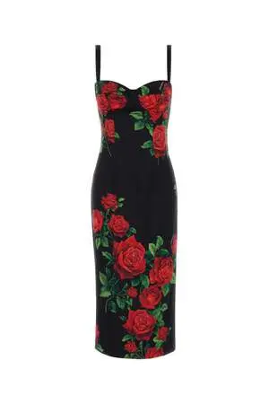 Dolce & Gabbana Printed Stretch Satin Dress - Floral