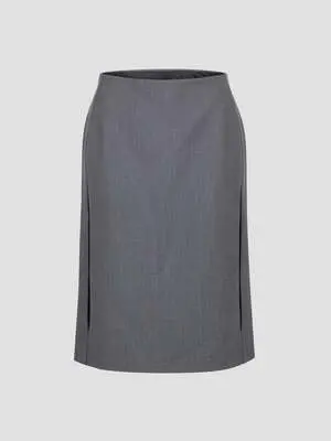JIL SANDER Wool-mohair Midi Skirt 152 - Fog