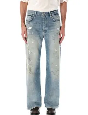 Acne Studios Paint-splatter Straight-leg Jeans - Blu