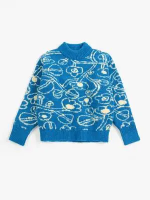BOBO CHOSES Sketchy Flowers All-over Jacquard Jumper - Blue