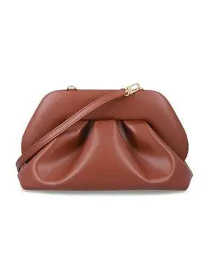 THE MOIRÈ Medium Vegan Mini Clutch With Sculptural Soft Volumes & Removable Shoulder Strap - Marrone