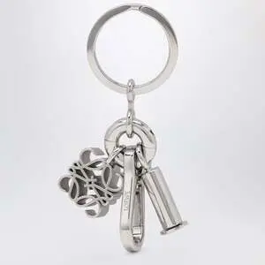 Loewe Palladium-tone Anagram Keyring In Brass