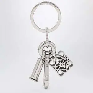 Loewe Palladium-tone Anagram Keyring In Brass - Silver