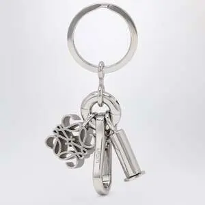 Loewe Palladium-tone Anagram Keyring In Brass - Silver