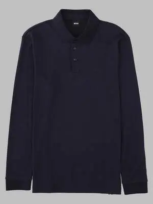 BOSS Regular Fit Long Sleeve Polo Shirt - Blue