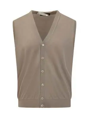 FILIPPO DE LAURENTIIS Merino Wool Sleeveless Knit Vest