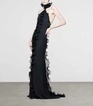 TOM FORD Silk Crepe Ruffle Maxi Dress