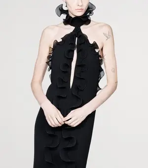 TOM FORD Silk Crepe Ruffle Maxi Dress