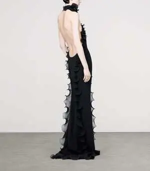 TOM FORD Silk Crepe Ruffle Maxi Dress