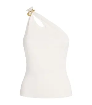 Cult Gaia Knitted One-shoulder Anouk Top - Ivory