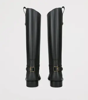 Burberry Cavalier Knee-high Wellington Boots - Black
