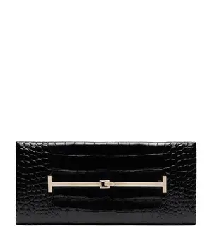 TOM FORD Croc-embossed Leather Clutch Bag - Black