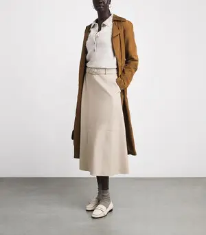 Max Mara Faux Leather Midi Skirt