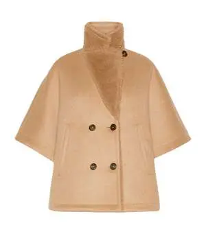 Max Mara Camel Wool Double-breasted Cape