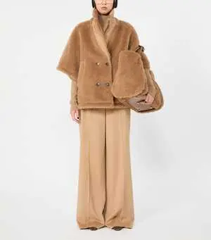 Max Mara Camel Wool Double-breasted Cape