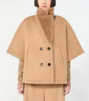 Max Mara Camel Wool Double-breasted Cape
