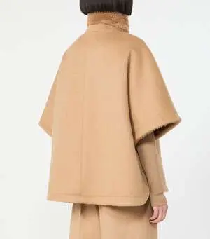 Max Mara Camel Wool Double-breasted Cape