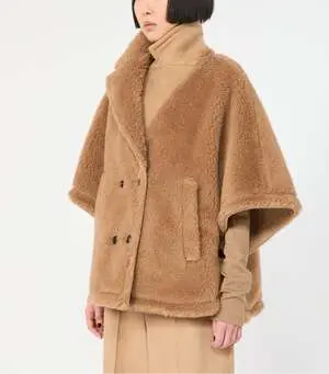 Max Mara Camel Wool Double-breasted Cape