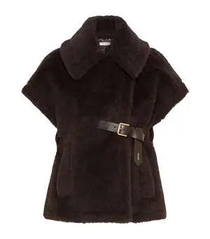 Max Mara Faux Fur Belted Cape