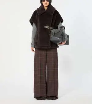 Max Mara Faux Fur Belted Cape