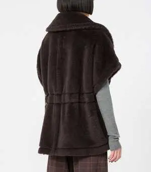 Max Mara Faux Fur Belted Cape