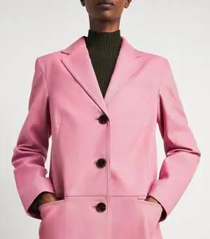 Staud Wyatt Leather Trench Coat - Pink