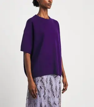 Staud Cashmere Short-sleeve Sorrento Sweater - Navy