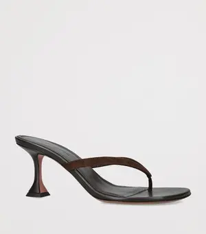 Amina Muaddi Suede Juliette Heeled Sandals 70