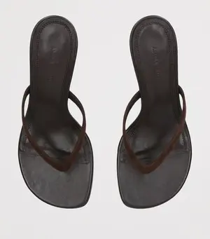 Amina Muaddi Suede Juliette Heeled Sandals 70