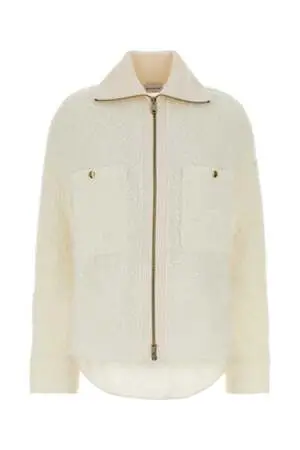 Moncler Ivory Boucle Cardigan - White