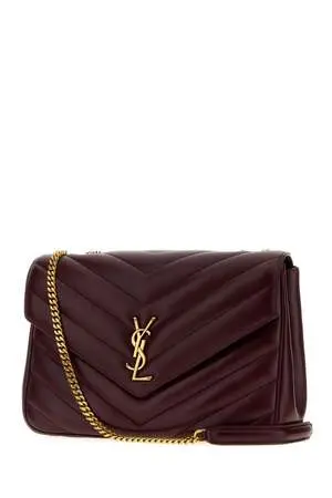 Saint Laurent Burgundy Leather Large Lou Lou Shoulder Bag - Red