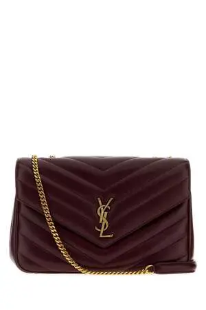 Saint Laurent Burgundy Leather Large Lou Lou Shoulder Bag - Red