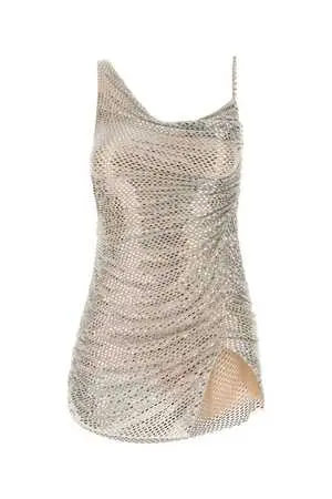 SELF-PORTRAIT Embellished Stretch Tulle Mini Dress - Multicolor