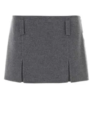 Miu Miu Grey Wool Blend Mini Skirt